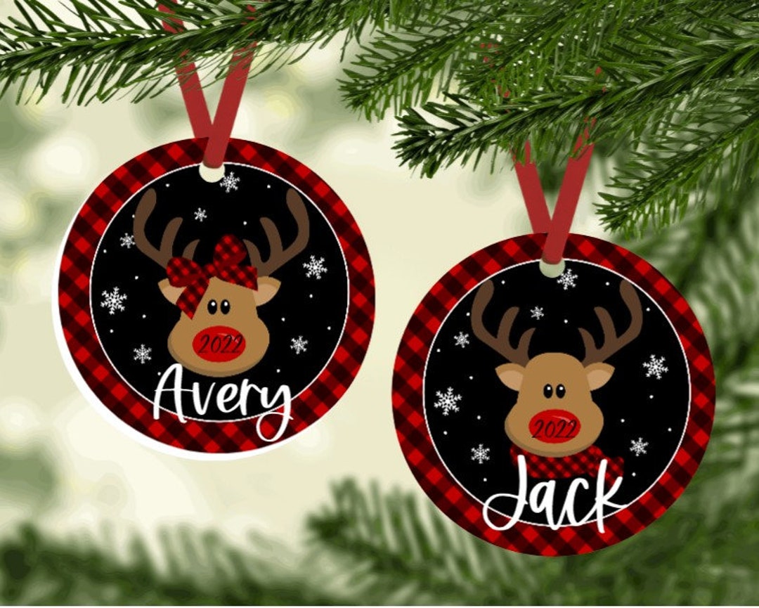 Personalized Reindeer Ornament, Personalized 2024 Christmas Ornament ...