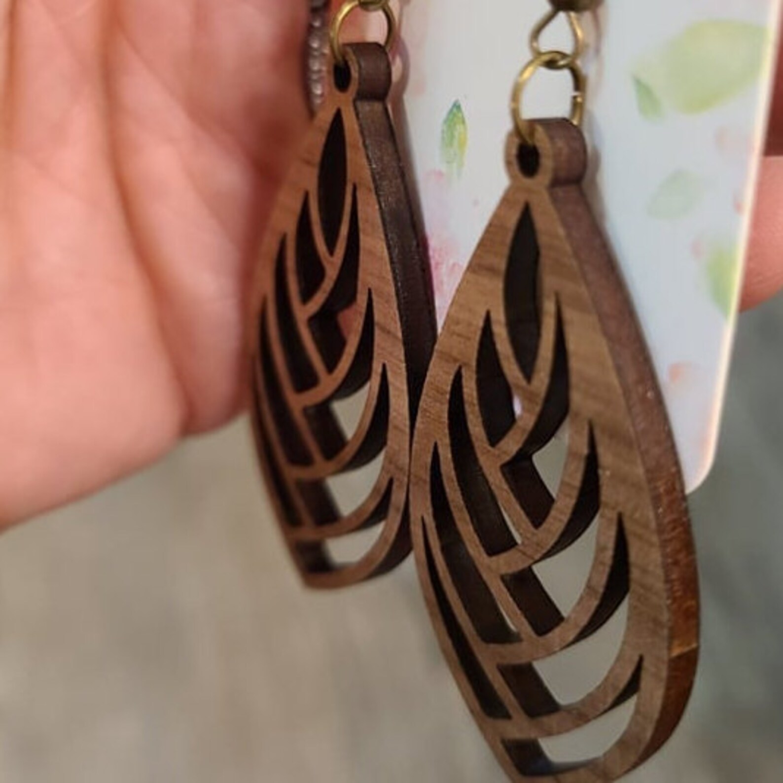 Wood Earrings Plant Leaf Earrings Natural Wood Earrings Etsy