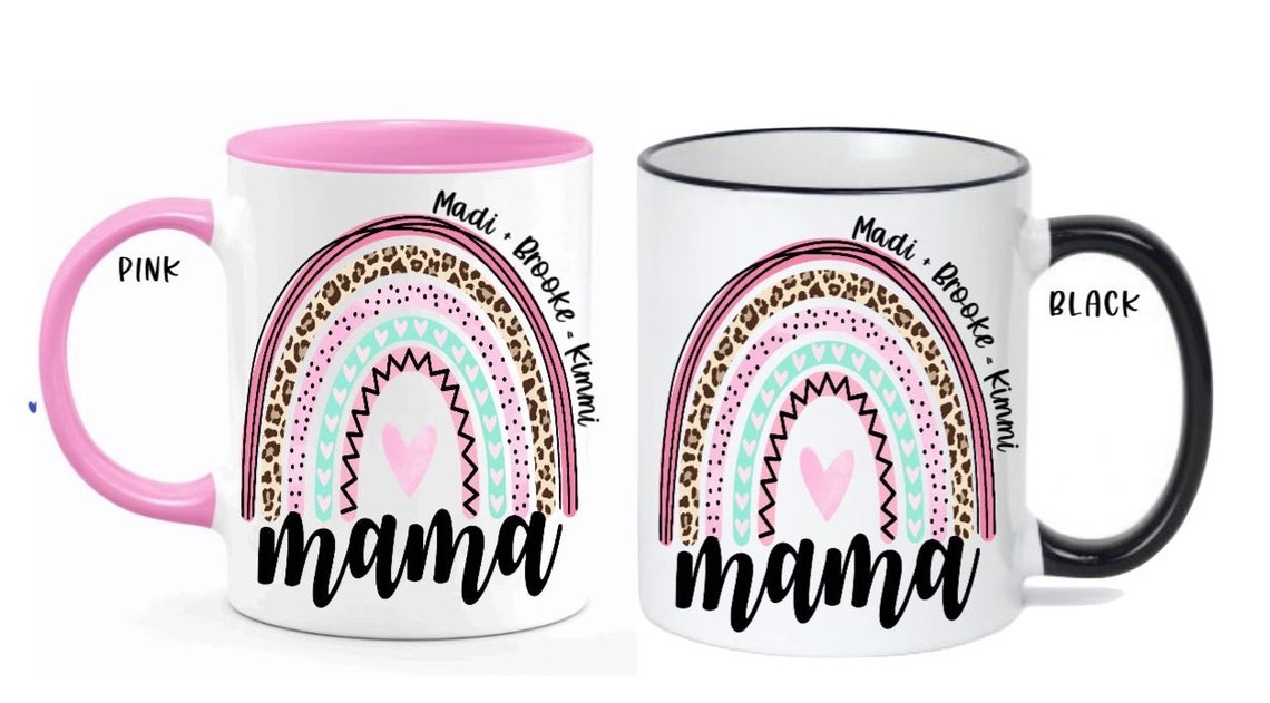 Personalized Mom Coffee Mug , Mug, Mom Gifts, Mama Mug With Rainbow ...