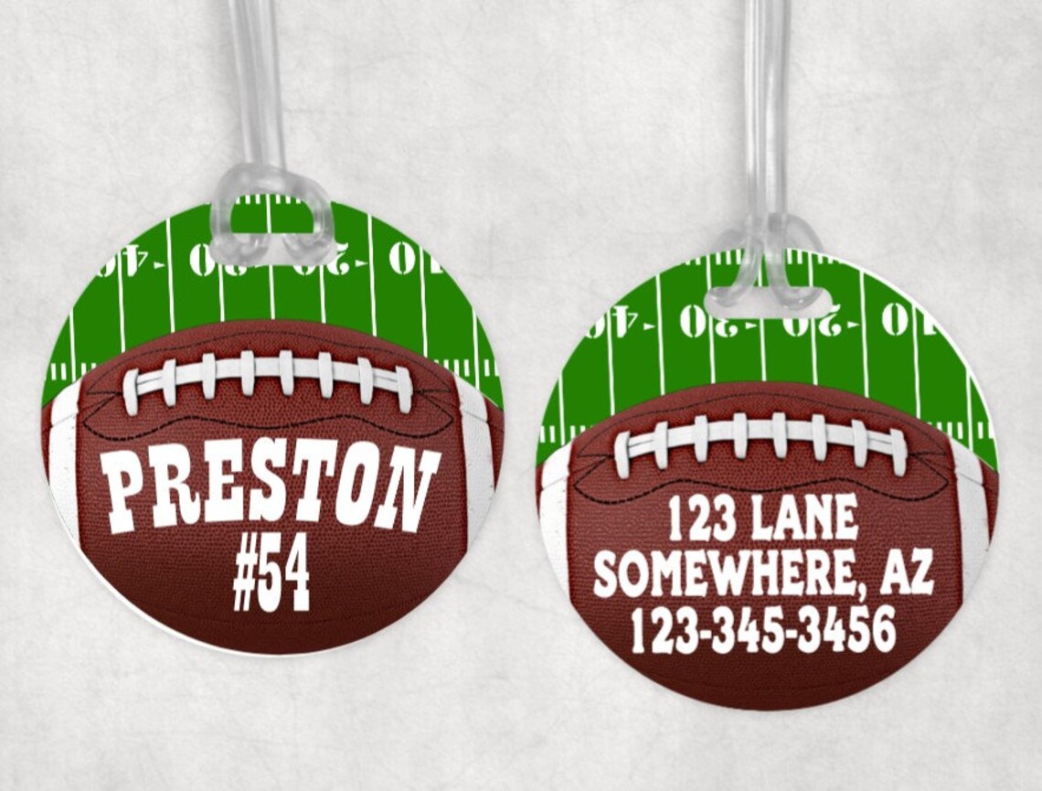 Football Bag Tag, Personalized Sports Bag Tag, Luggage Tag, Custom Tags ...