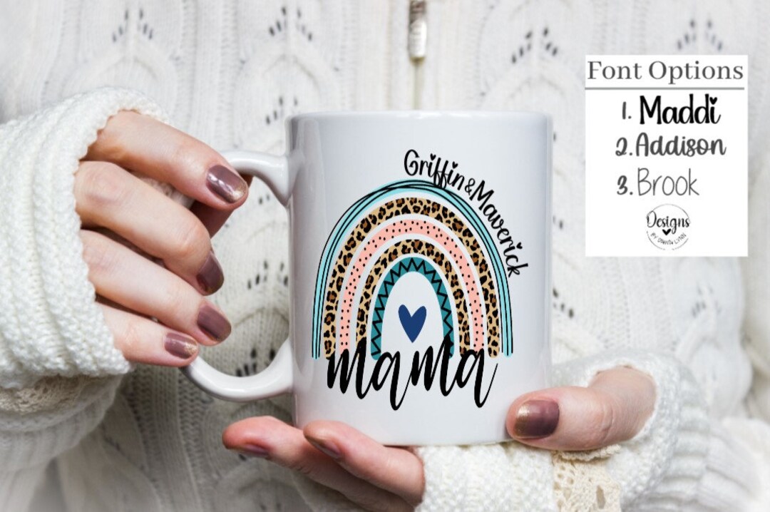 Personalized Mama Coffee Mug , Mug, Mom Gifts, Mom Mug With Rainbow ...