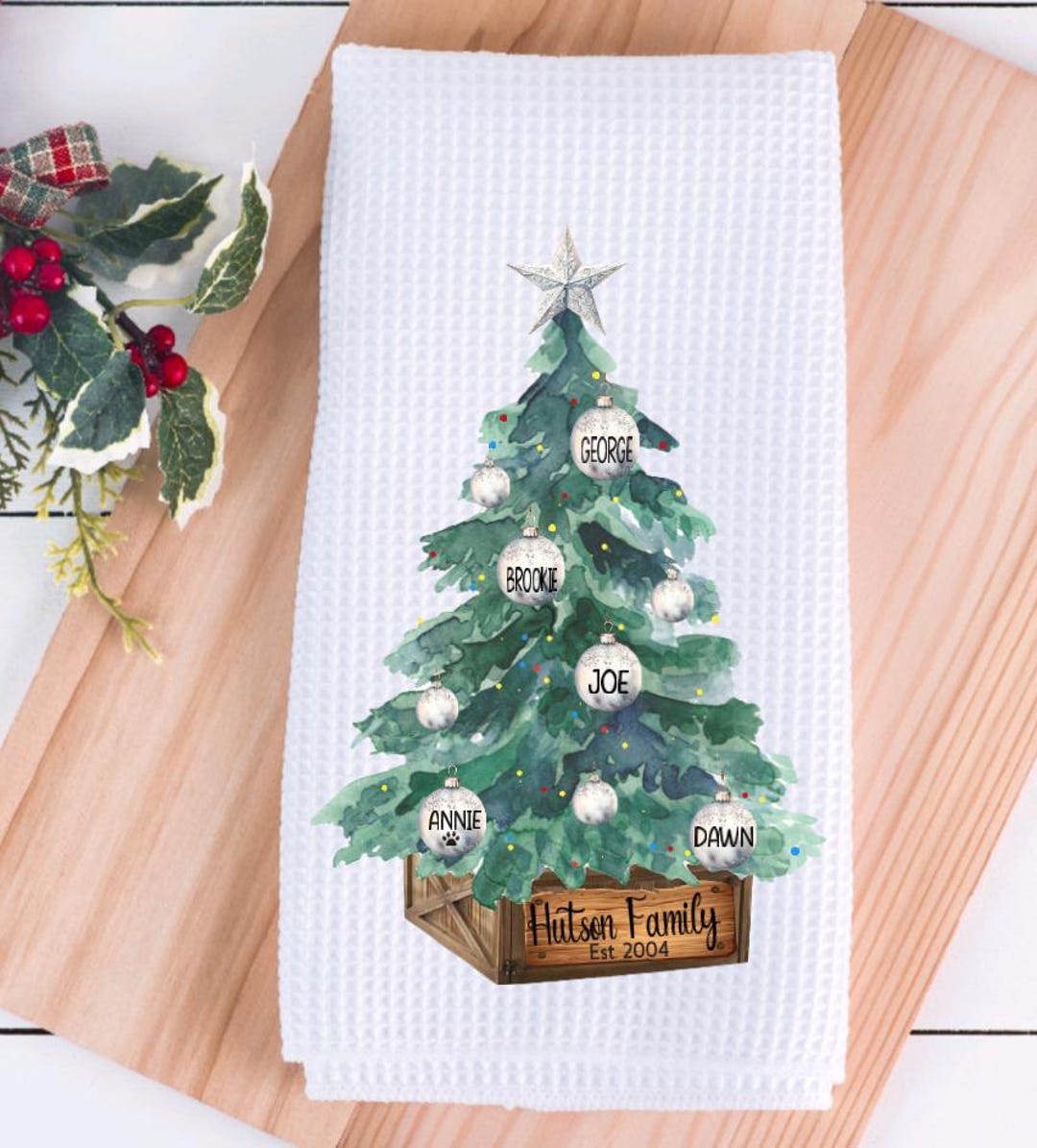 Personalized Tree Kitchen Towels, Holiday Gift,towel, Wedding ...