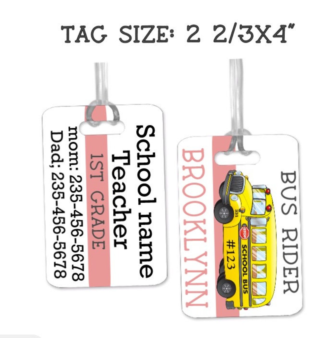 Kids Bus Tag -personalized School Bus Bag Tag -kindergarten- School ...