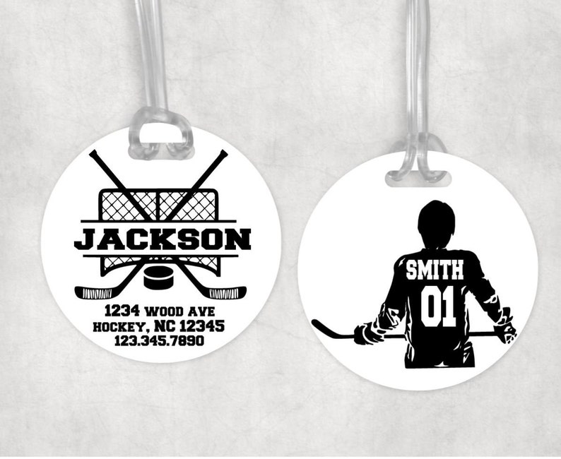 Round Tag, Personalized Sports Bag Tag, Backpack Name Tag, Hockey Bag ...