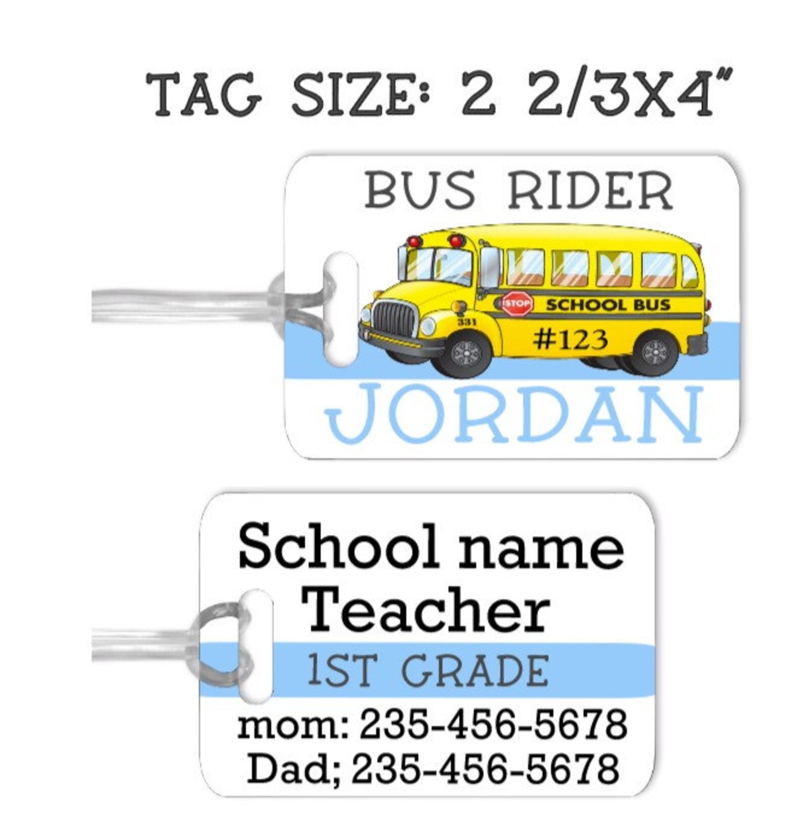 Kids Bus Tag -personalized School Bus Bag Tag -kindergarten- School ...