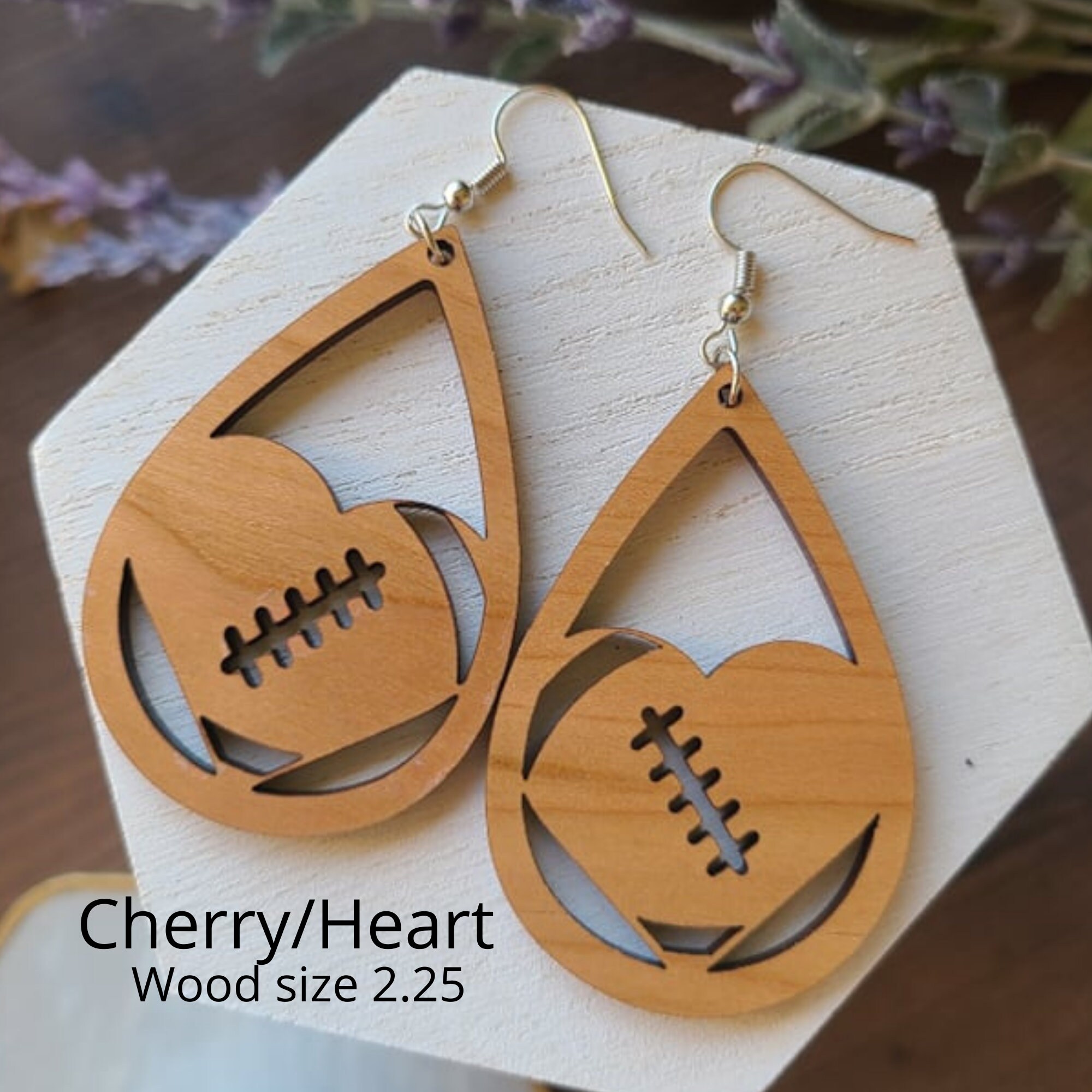 Football Earrings, Wooden Earrings, Lightweight Earring, Teardrop ...
