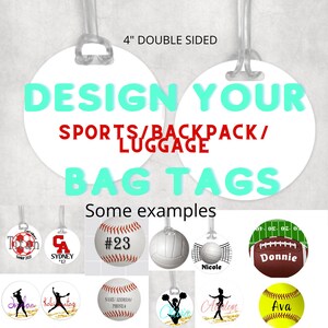 Personalized Sports Bag Tag, Backpack Name Tag, Custom Tags, Add Your ...
