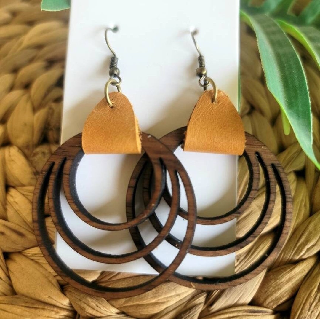 Hoop Wooden Earrings, Wooden Earrings for Women, Hoop Wood Earrings ...