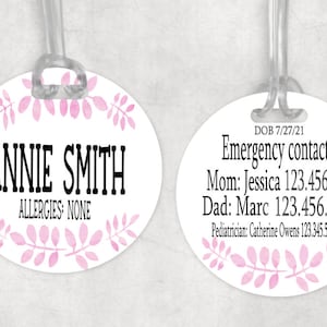 Car Seat Emergency Tag, Stroller Tag, Car Seat Tag,allergy Tag , Child ...