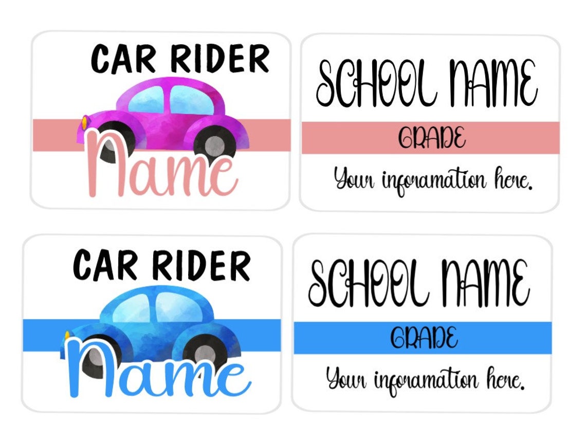 Kids Bus Tag - Car Rider- Personalized School Bus Bag Tag ...