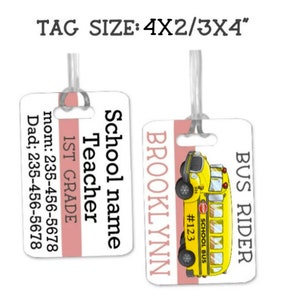Kids Bus Tag - Car Rider- Personalized School Bus Bag Tag ...