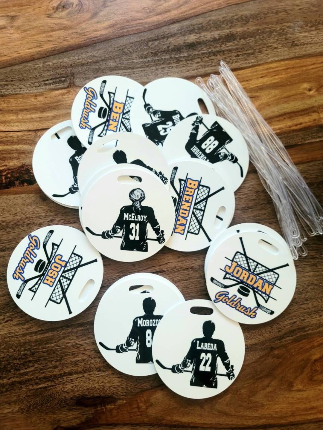 Round Tag, Personalized Sports Bag Tag, Backpack Name Tag, Hockey Bag ...