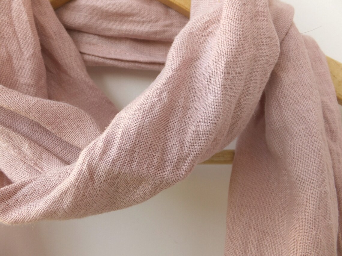 Skinny Light Powder Pink Linen Scarf: Thin Head, Hair, Neck Accessory ...