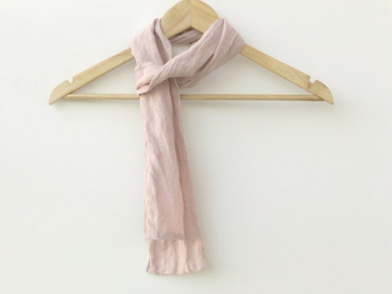 Skinny Light Powder Pink Linen Scarf | Etsy