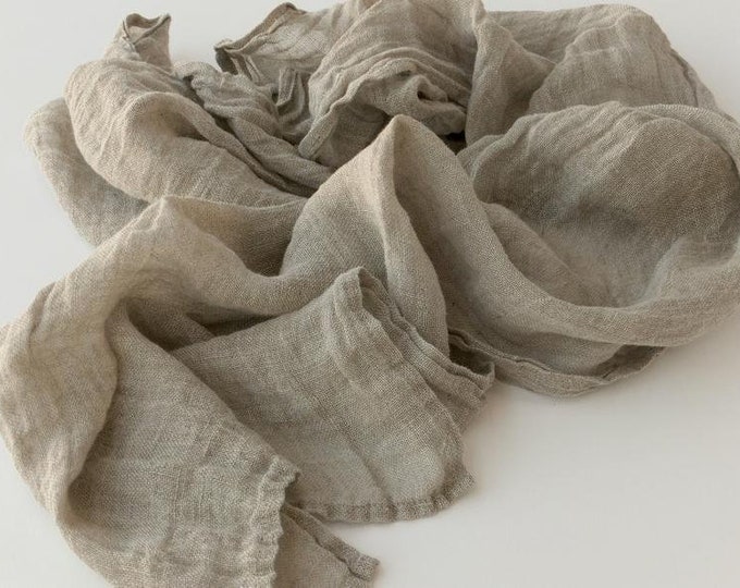 Pure Natural Gauze Linen Scarf for Women and Men / Ecru Taupe Flax - Etsy