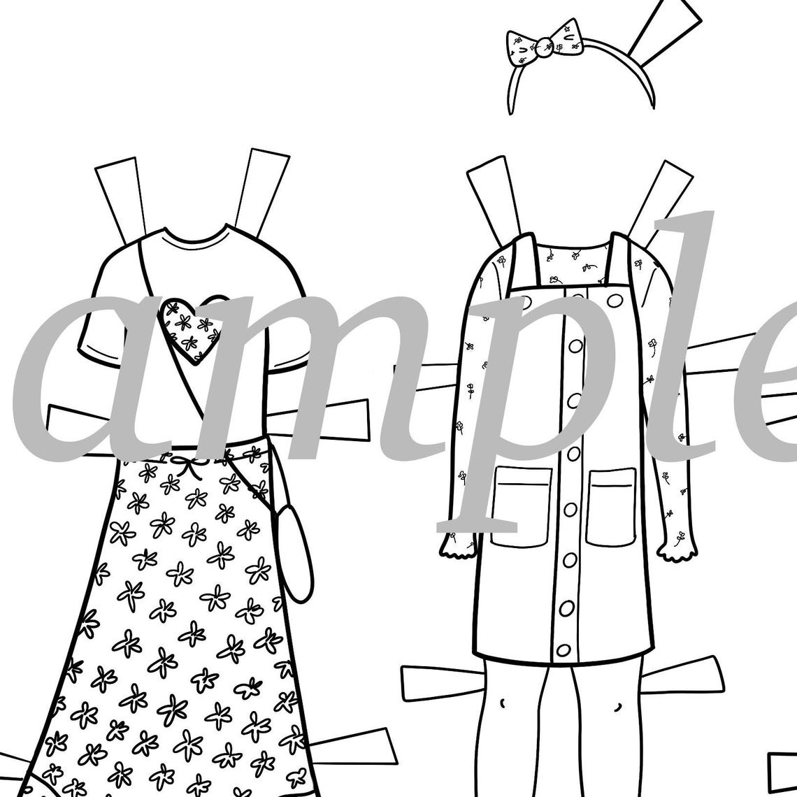 Sarah Printable Paper Doll - Color Me - Instant Download - Dress Up ...