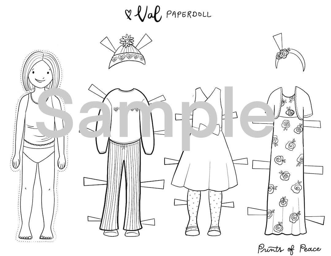 Val Printable Paper Doll Color Me Instant Download Dress Up, Little ...