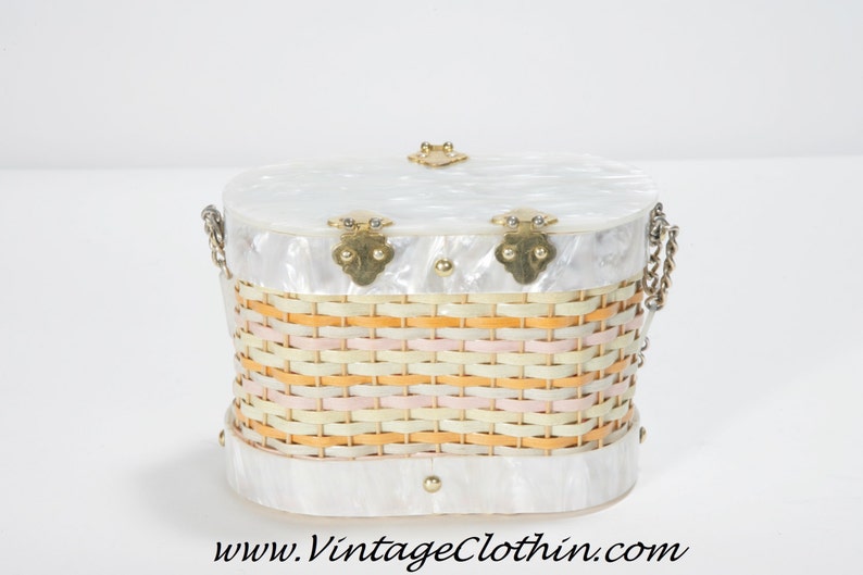 1950s Stylecraft Miami Lucite Basket Wicker Box Purse, Lucite Purse ...