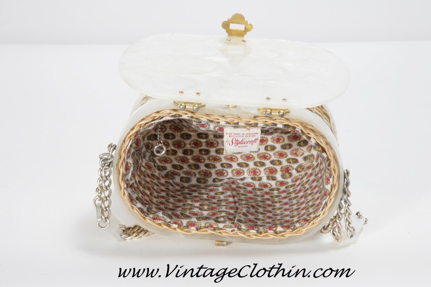 1950s Stylecraft Miami Lucite Basket Wicker Box Purse, Lucite Purse ...