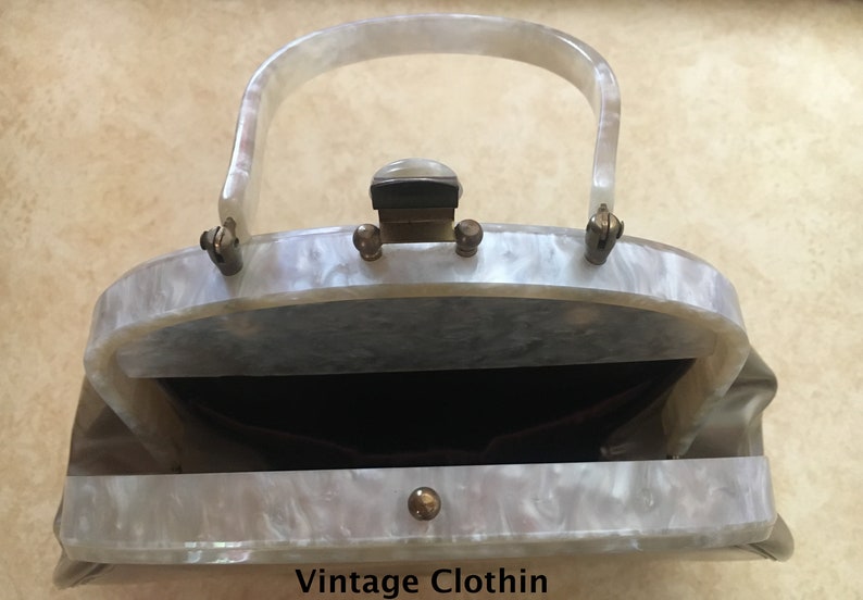 1960s Lucite and Vinyl Purse, Bronze Purse, 1960s Purse, 60s Handbag ...