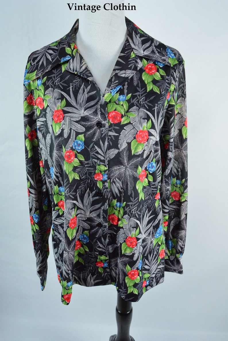 C1970s Sears Floral Print Blouse Shirt 1970s Blouse 70s Top 1970s