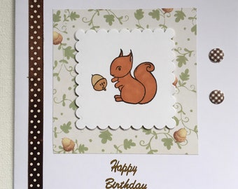 Squirrel With Pink Gift Glitter Birthday Card - Etsy