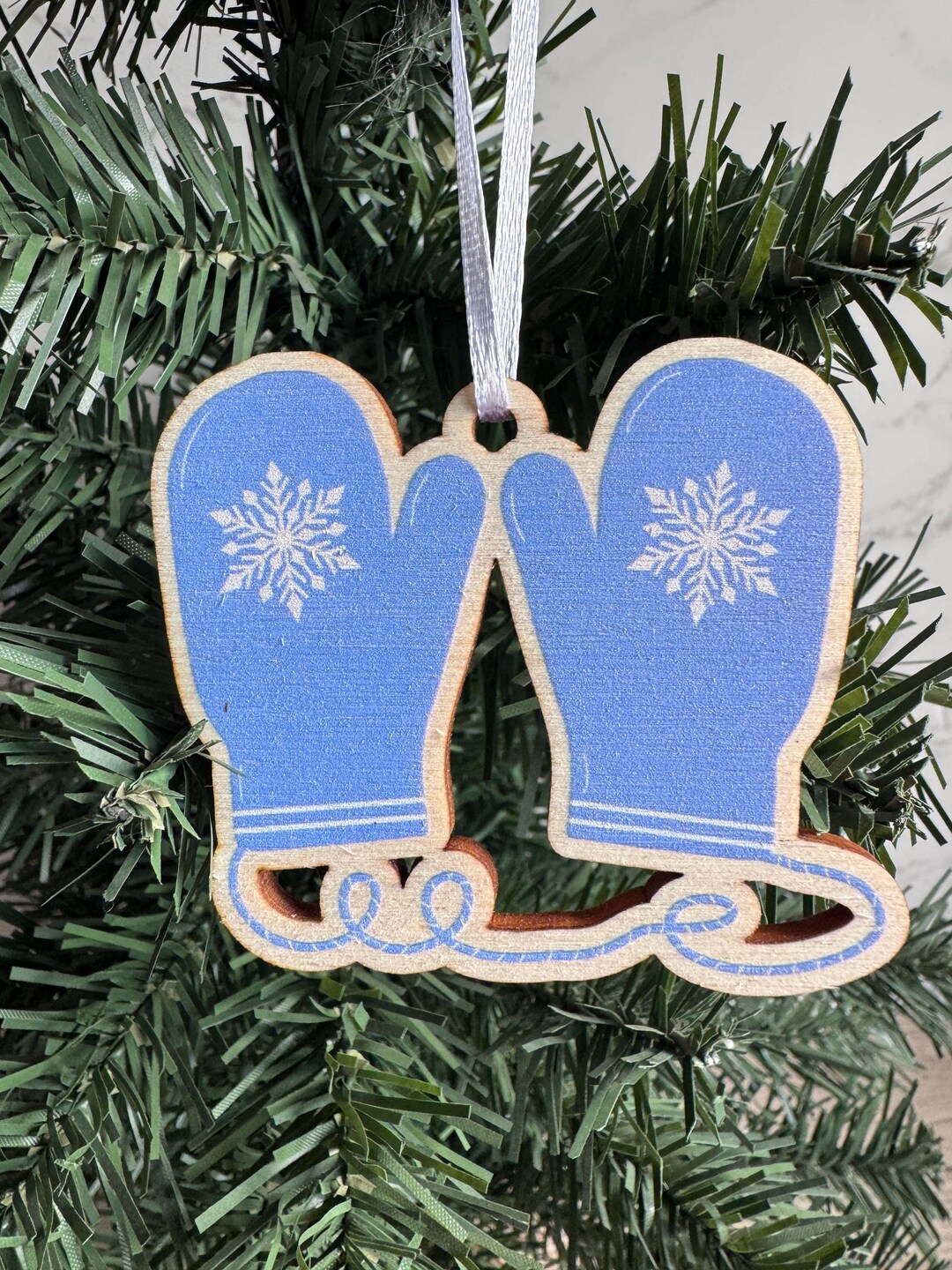 Hand-drawn Wooden Woolly Mittens Christmas Ornament - Etsy