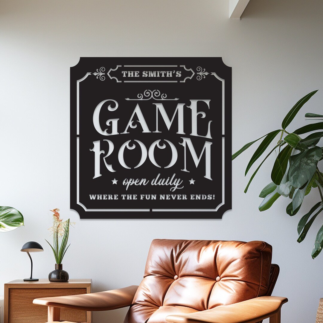 Personalized Laser-cut Steel Game Room Sign Customizable Wall Art ...