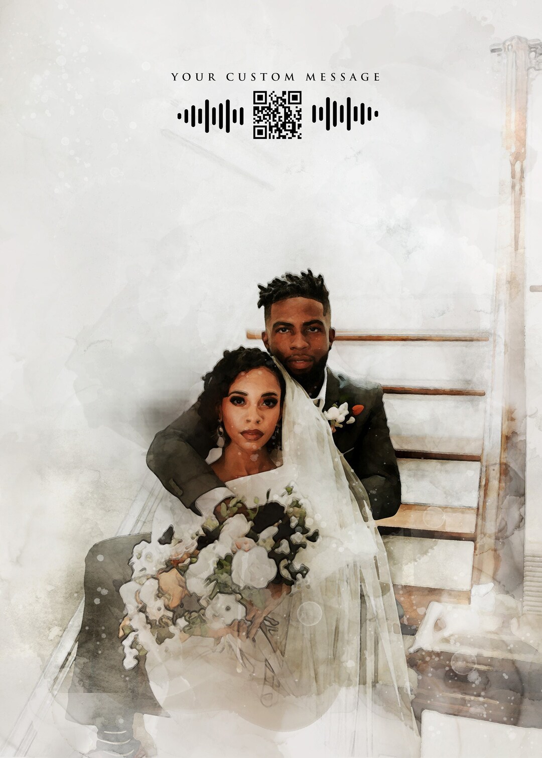 Spotify/apple Music QR Code/song or Playlist Watercolor Portrait ...