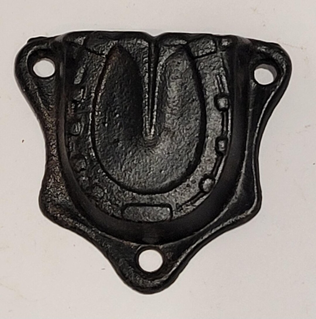 Rare 1870's - 1880's Antique Trunk Cast Iron Handle End Cap Horseshoe ...