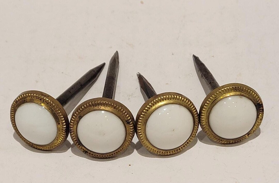 Antique Set of 4 Porcelain and Brass Victorian Nails - Etsy