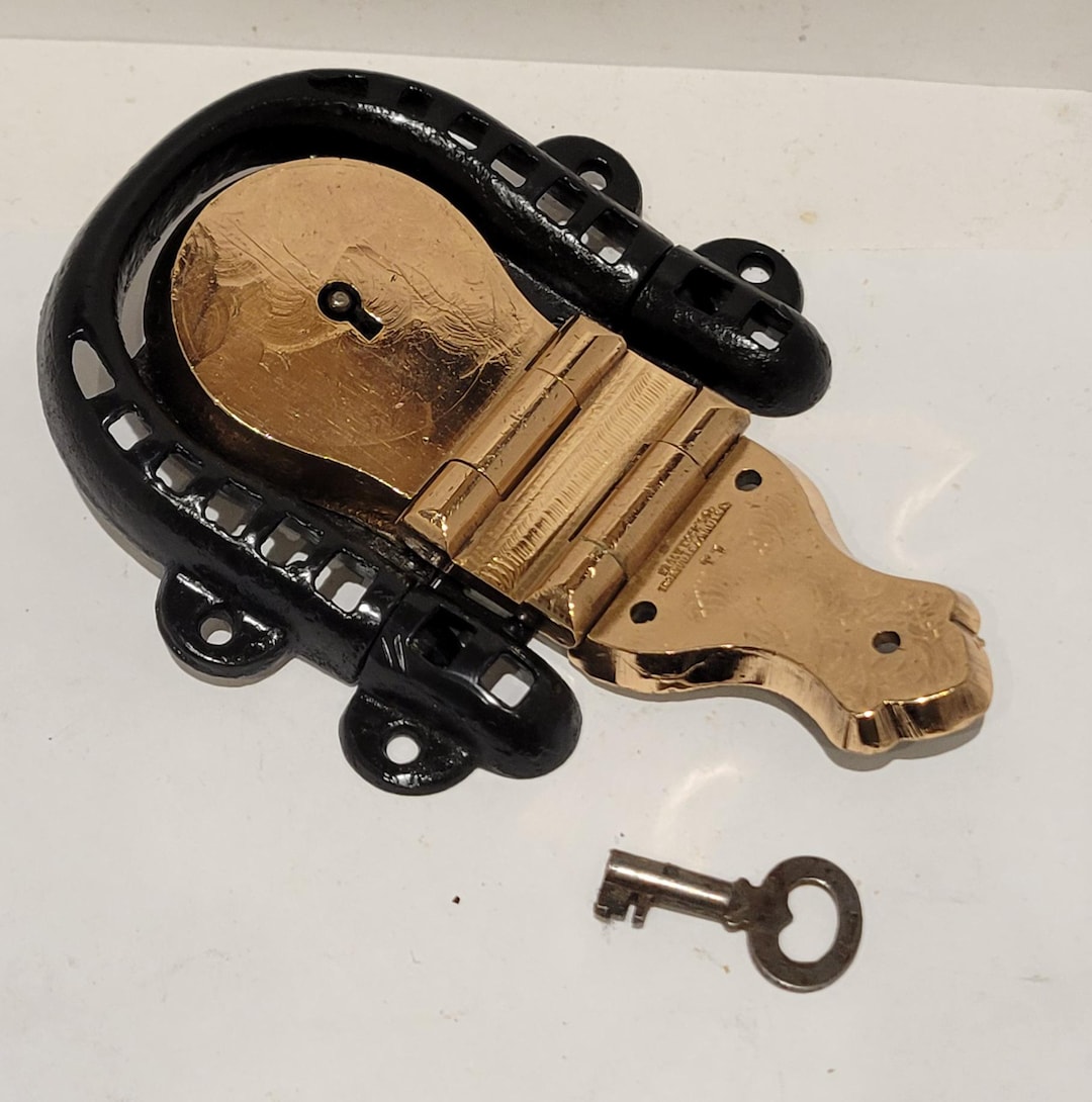 1890's Eagle Solid Brass and Iron Antique Trunk Lock With Receiver ...