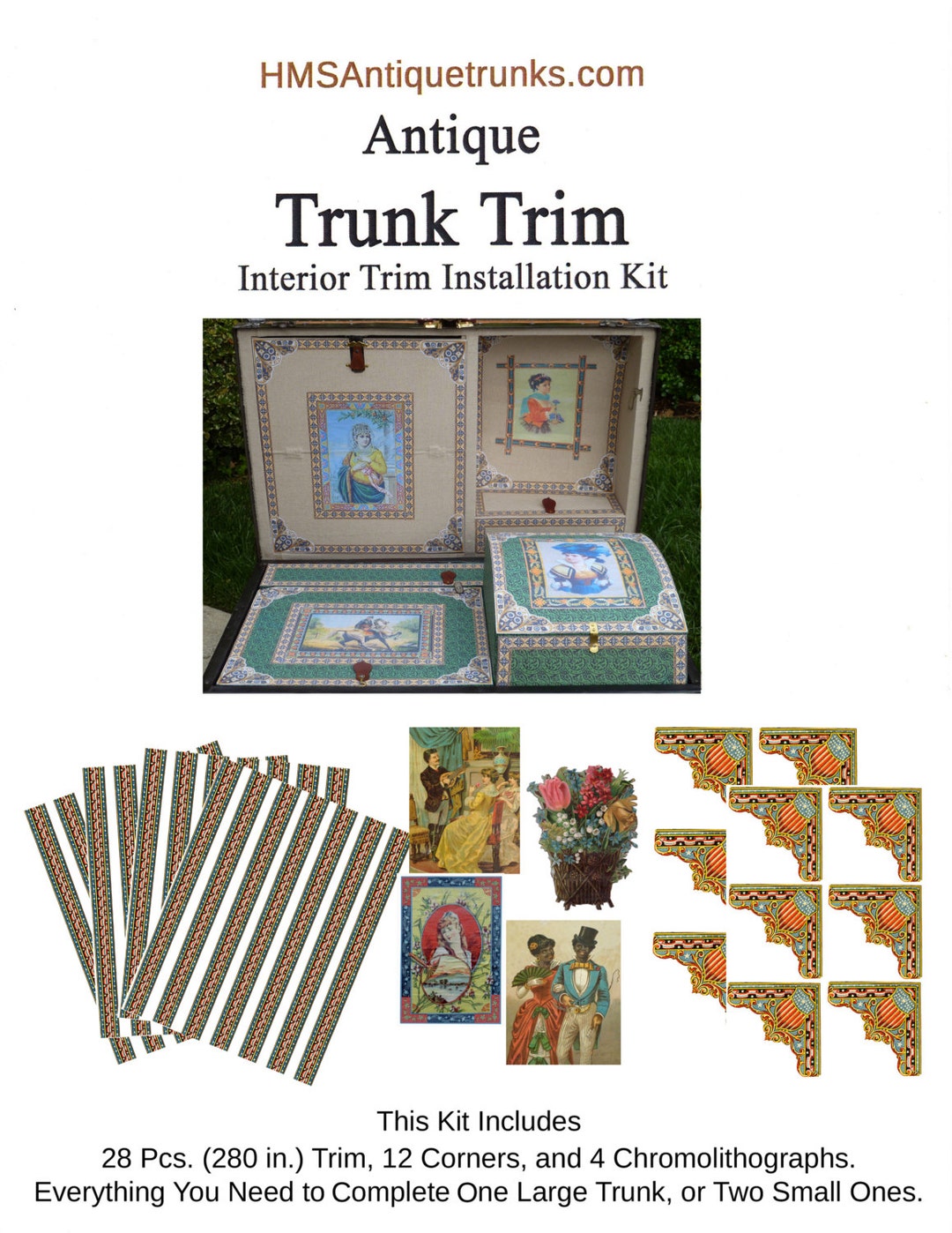 Antique Trunk Interior Trim Kit Complete Set of Original Reproduction ...