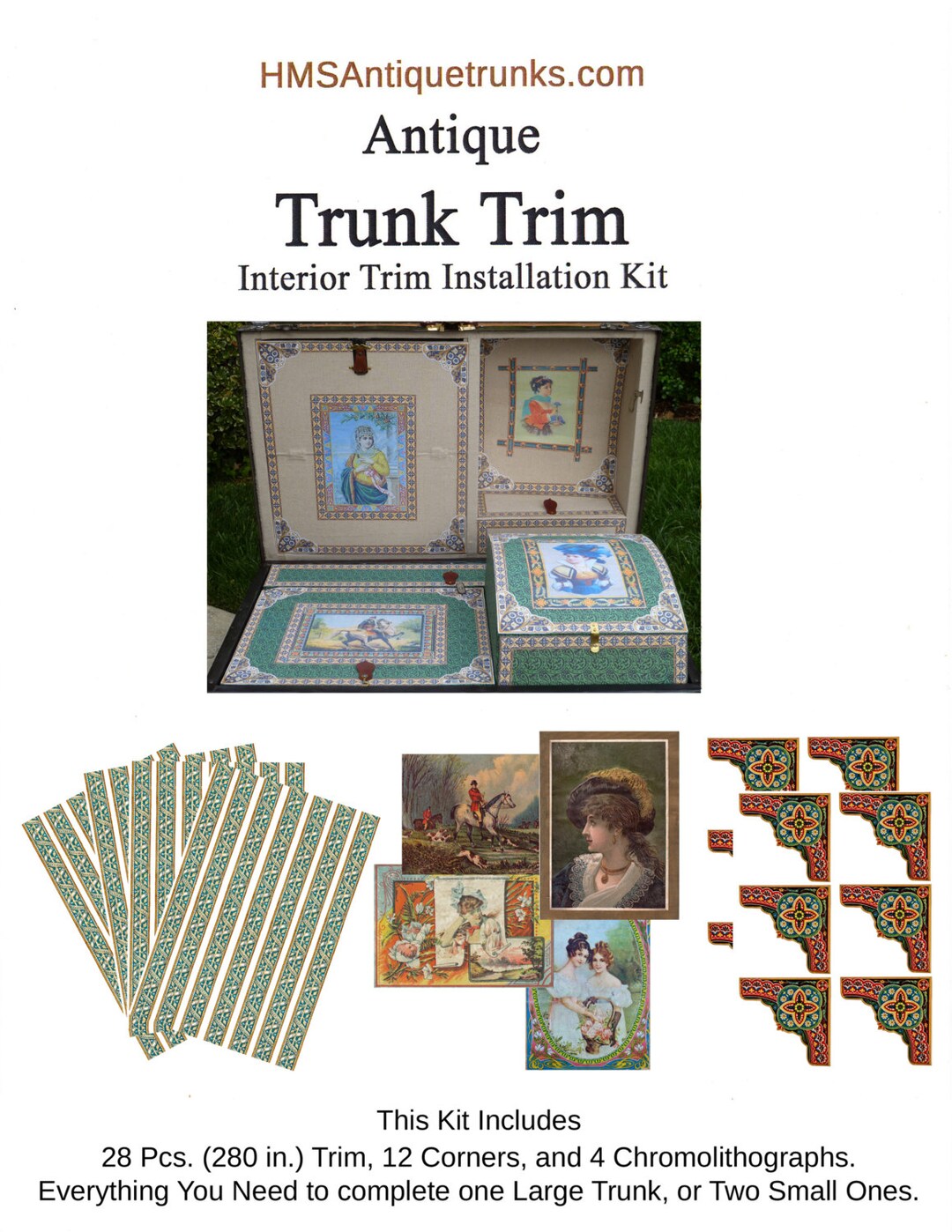 Antique Trunk Interior Trim Kit Complete Set of Original Reproduction ...