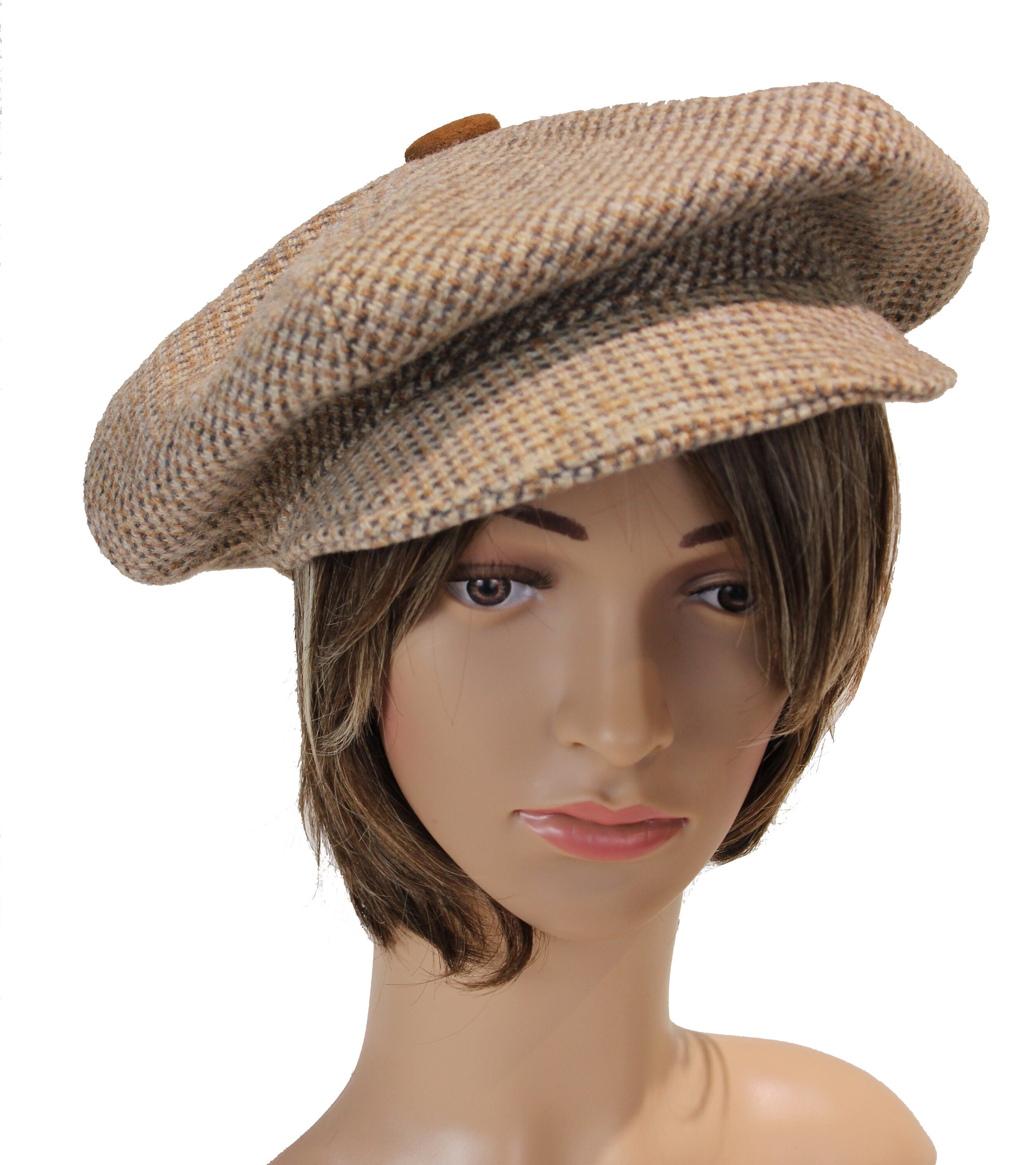 Wool Hat L Tan Tweed styled for Men or Women. Newsboy Cap, Baker Boy ...