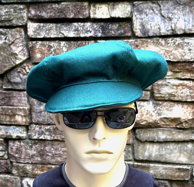 Wool Hat (XL) Green Solid -styled for Men or Women. Newsboy Cap, Baker ...