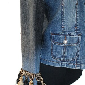 Jean Jacket M Golden Tassels Wearable Art From Our - Etsy
