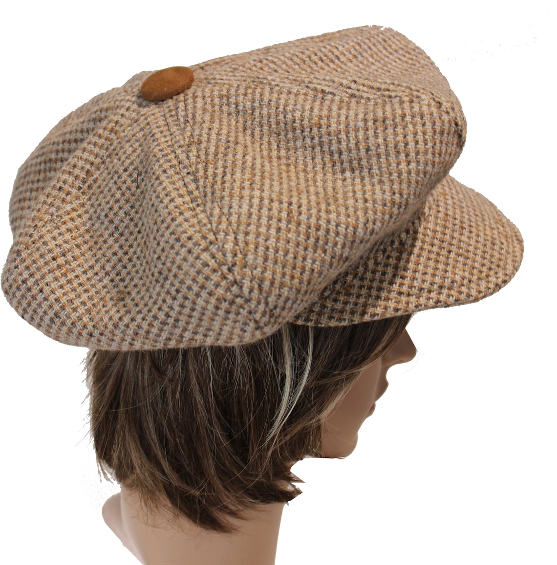 Wool Hat L Tan Tweed styled for Men or Women. Newsboy Cap, Baker Boy ...