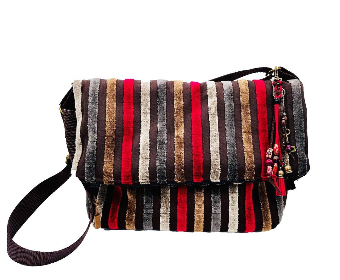 Messenger Style Crossbody Fold-over Purse Made From a Home Decor Fabric ...