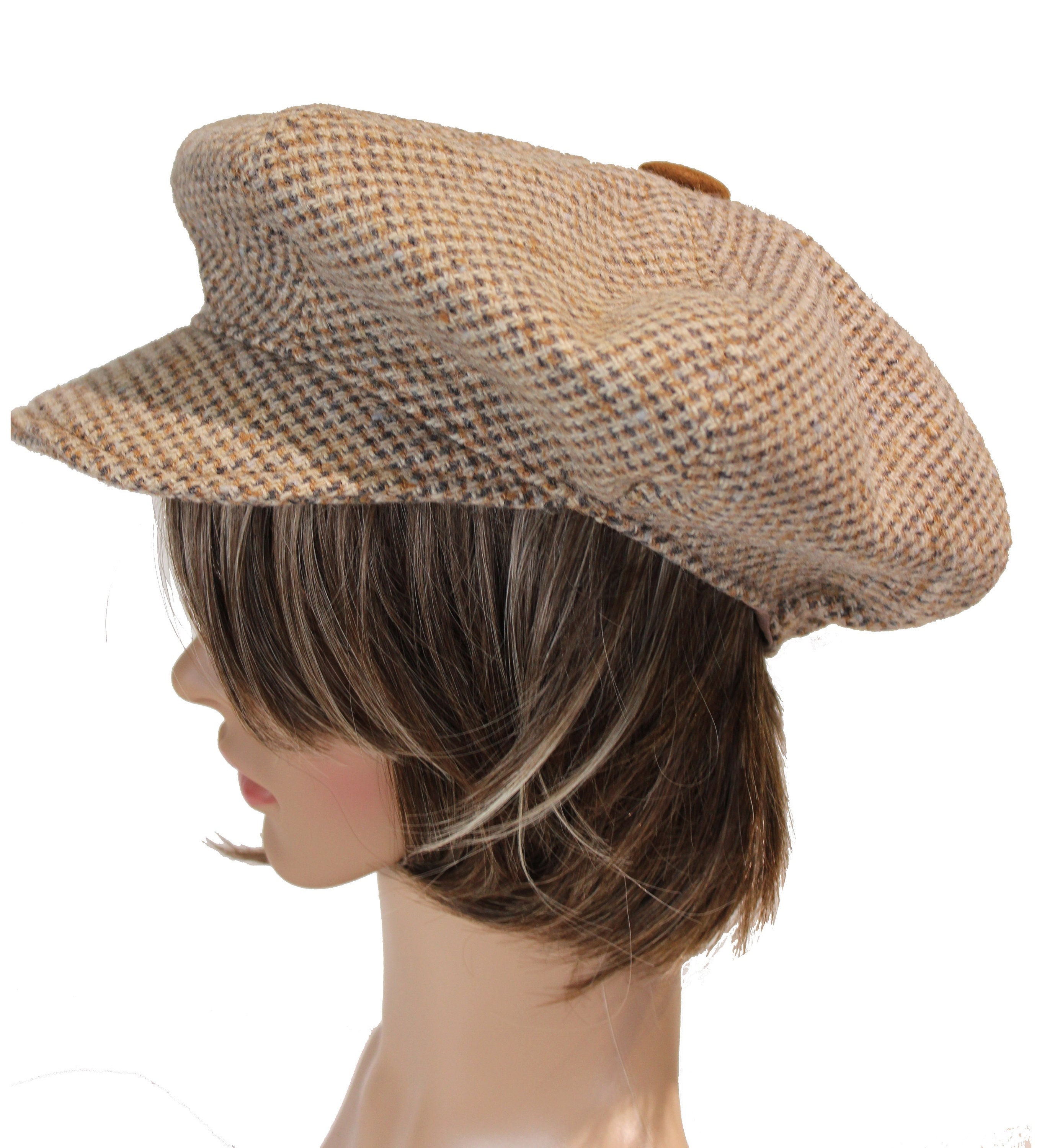 Wool Hat L Tan Tweed styled for Men or Women. Newsboy Cap, Baker Boy ...