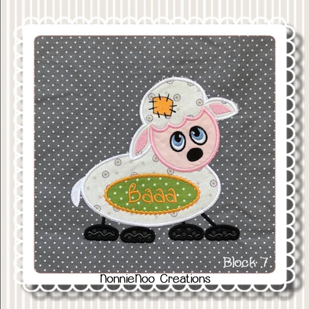 NNC Lamb Quilt Block 7- 4x4, 5x7, 6x6 and 8x8 Hoops in All Popular ...