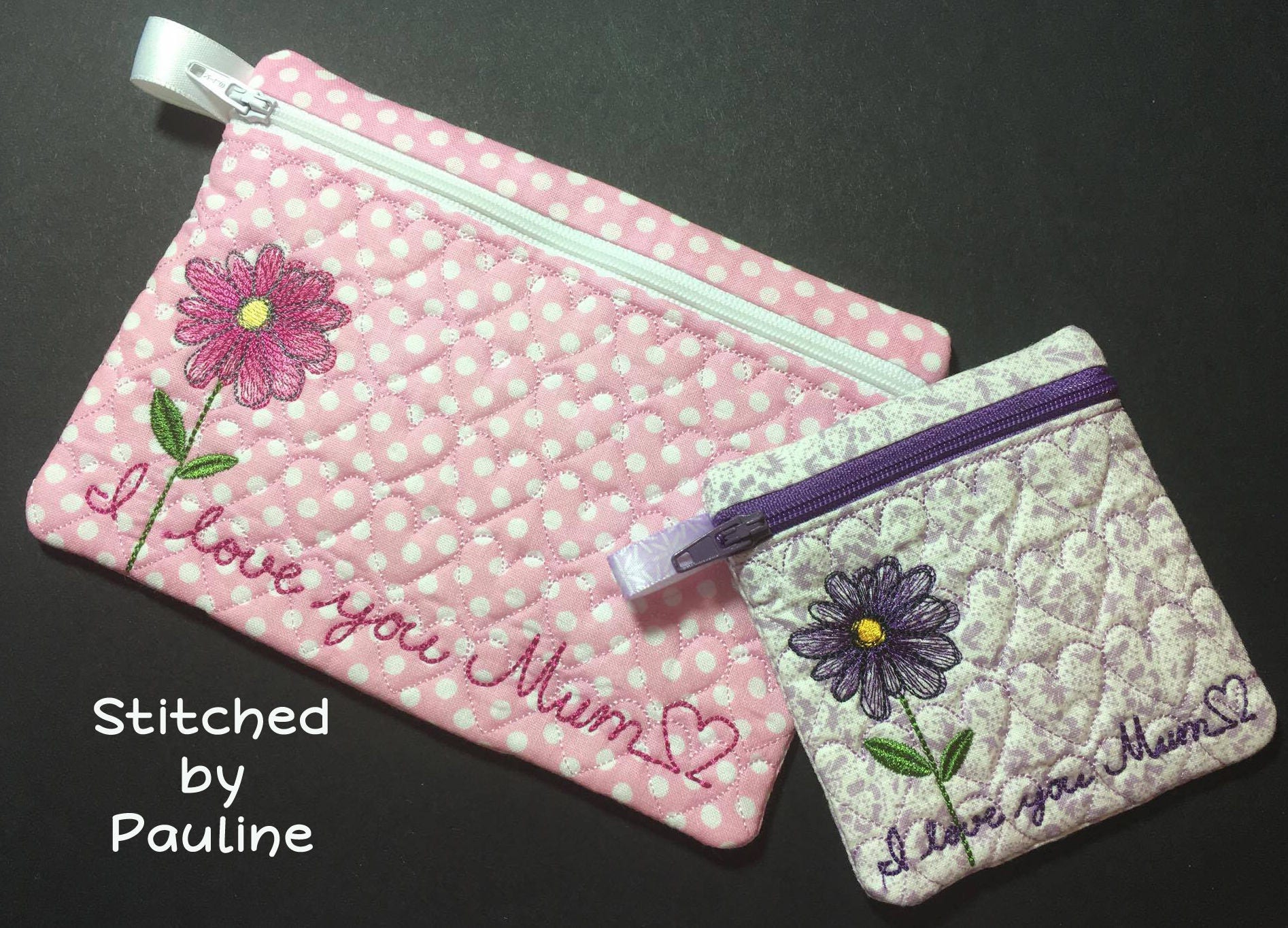 NNC ITH Zippered Purse I Love Mom for the 4x4 and 5x7 Hoops | Etsy UK