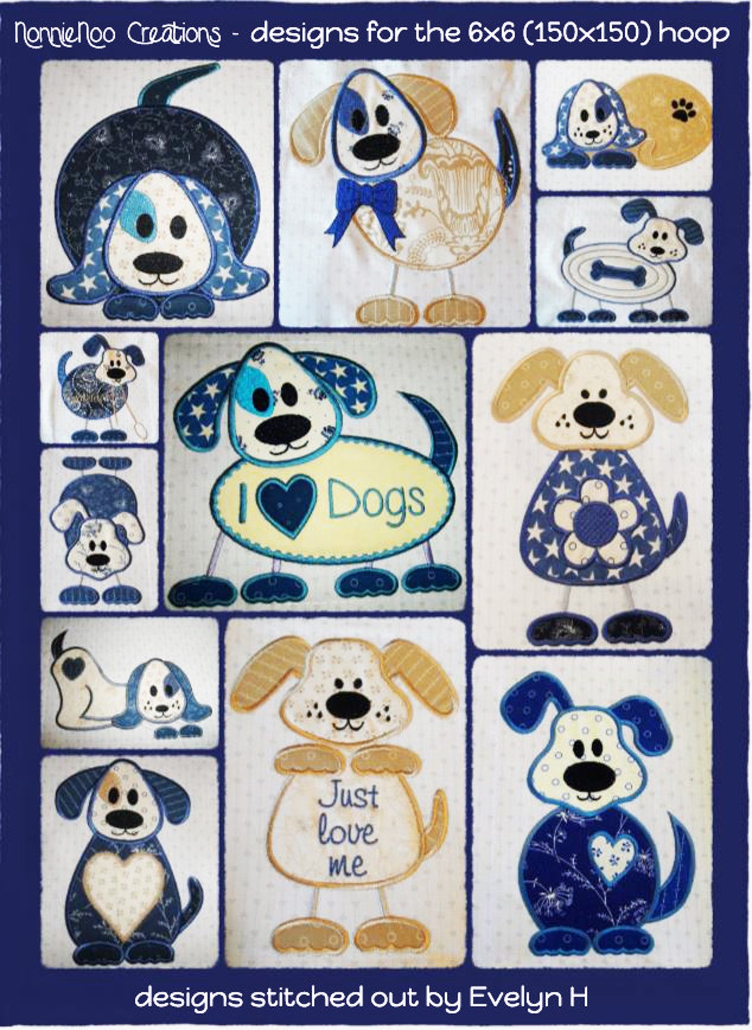 NNC Dog Quilt Blocks for the 6x6 (150x150) Hoop - in All Popular Sizes ...