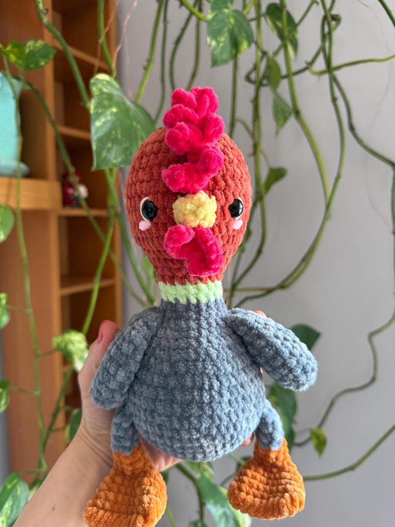 No Sew Crochet Rooster Patterns, Amigurumi Chicken Farm Animal, Crochet ...