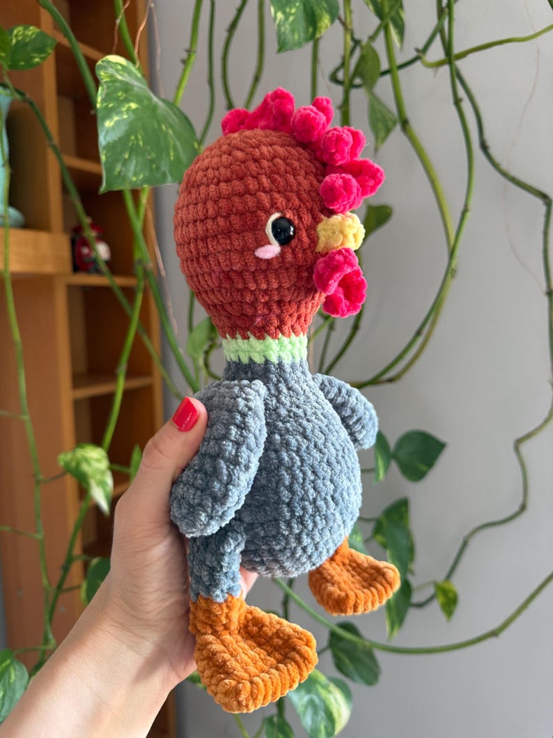 No Sew Crochet Rooster Patterns, Amigurumi Chicken Farm Animal, Crochet ...