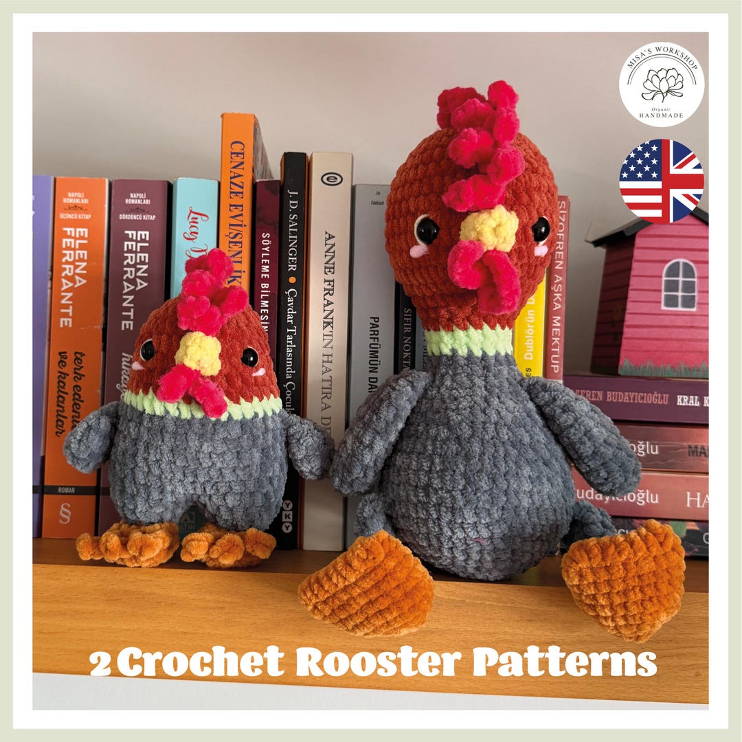 No Sew Crochet Rooster Patterns, Amigurumi Chicken Farm Animal, Crochet ...