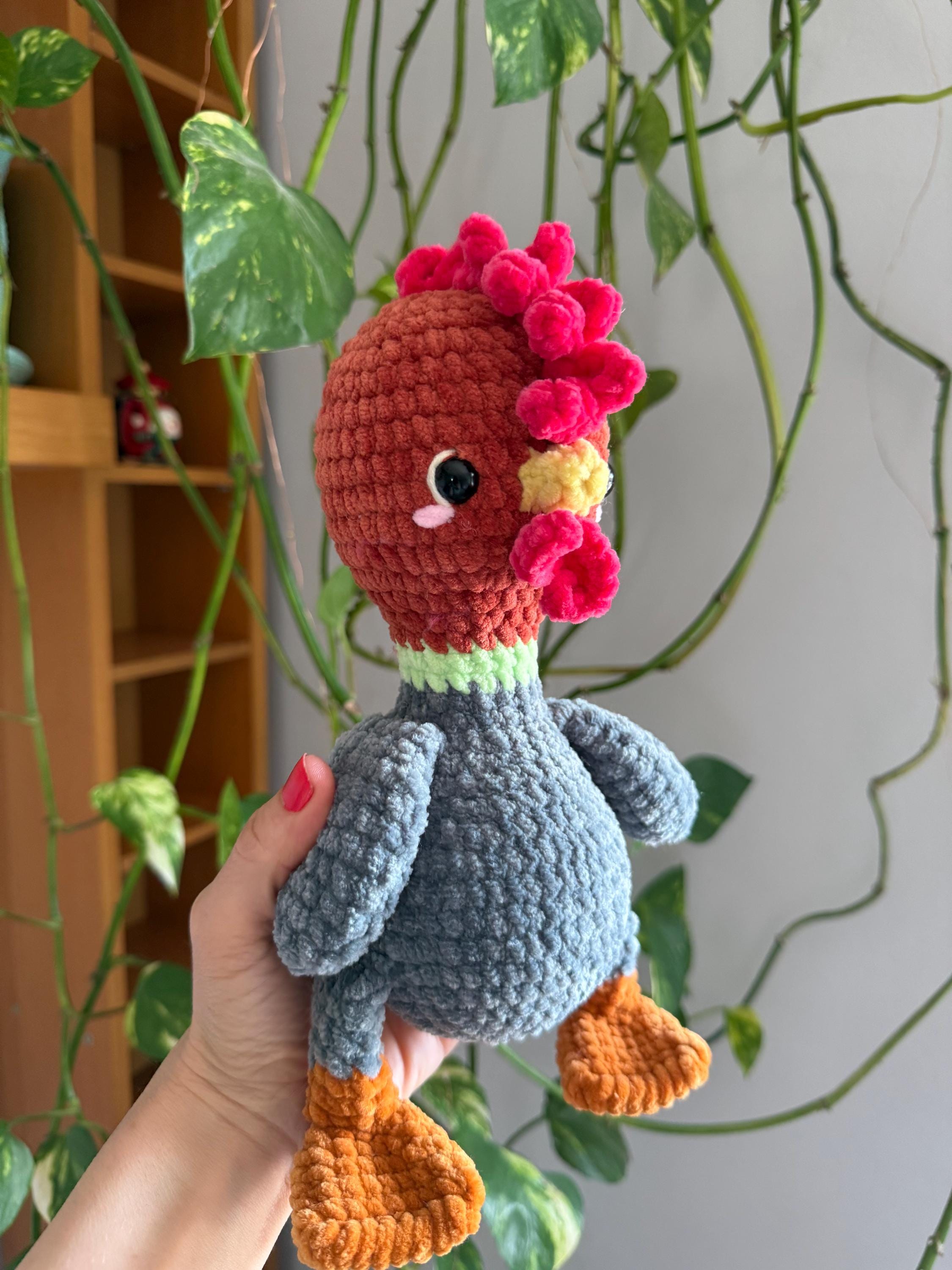 No Sew Crochet Rooster Patterns, Amigurumi Chicken Farm Animal, Crochet ...