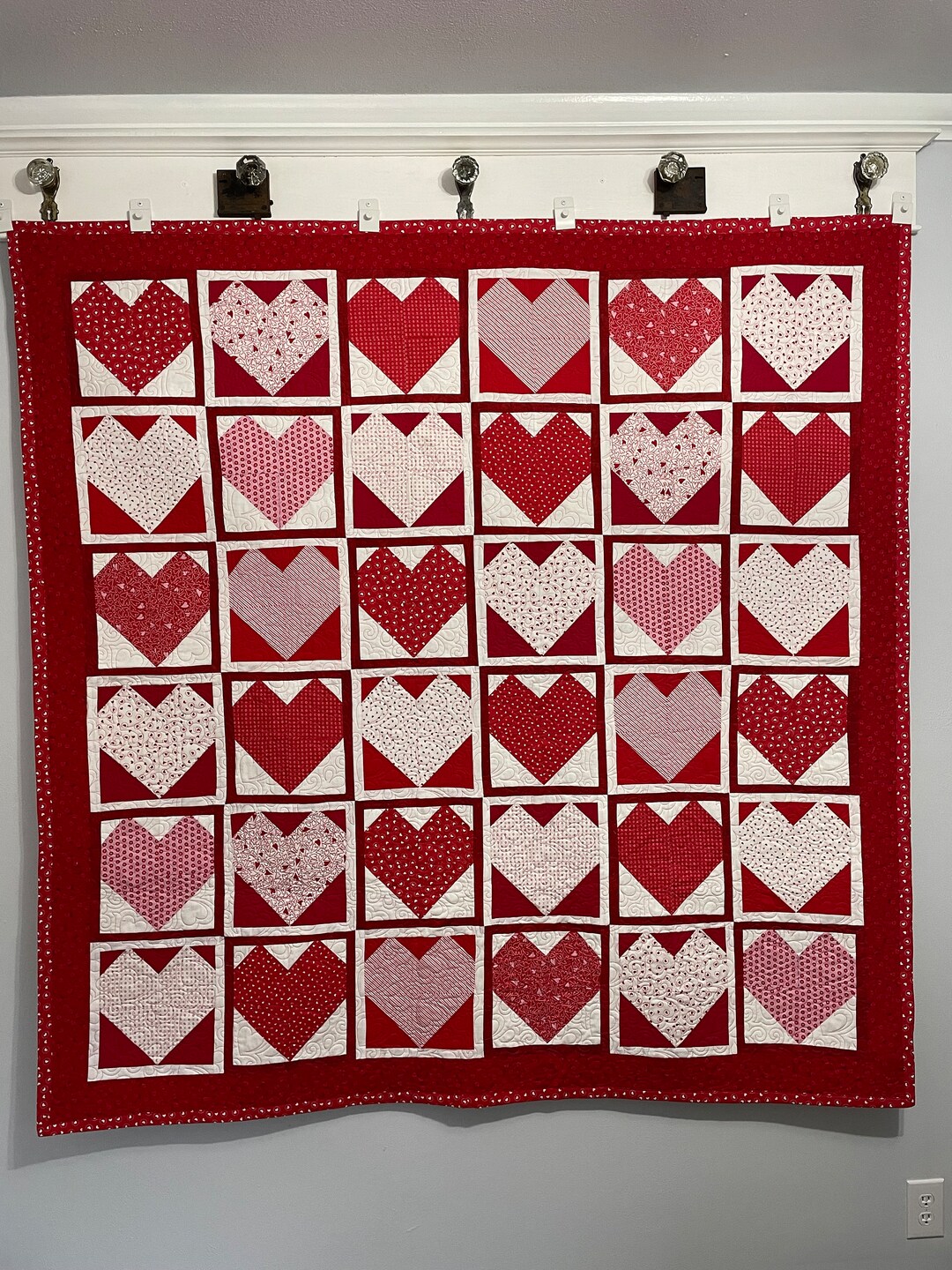 Red Valentine Heart Quilt 68 X 68 - Etsy