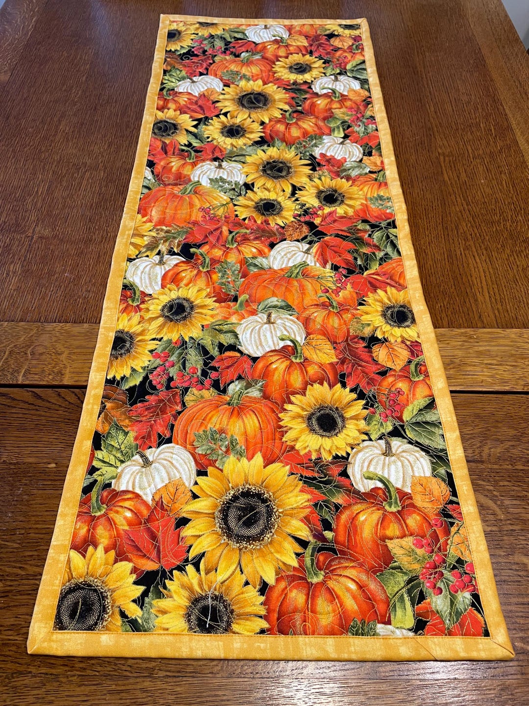 Simple Fall Flower & Pumpkin Table Runner 16x36 - Etsy