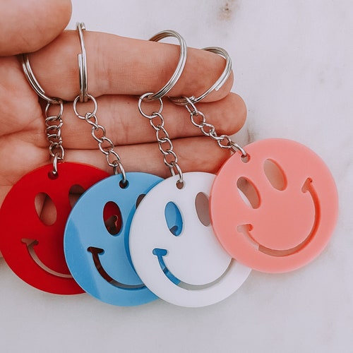 Smiley Face Keychain Acrylic - Etsy